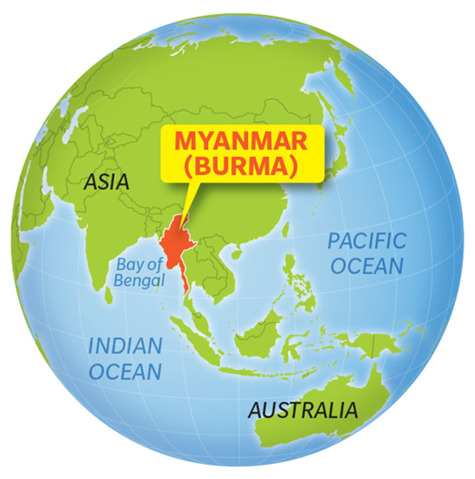 Burma Location On World Map